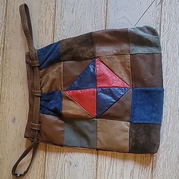 Vintage | Bags | Vintage Patchwork Multicolor Leather Mosaic Drawstring ...